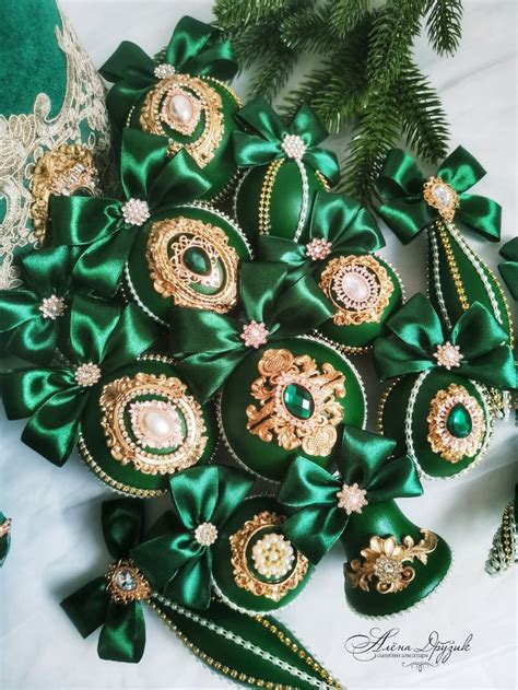 Набор ёлочных игрушек Изумруд золото Самодельные рождественские украшения Самодельные