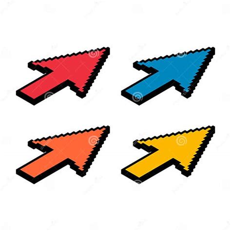 Set Of Arrow Isometric Pixel Icon Web Cursor Click Mouse Symbol