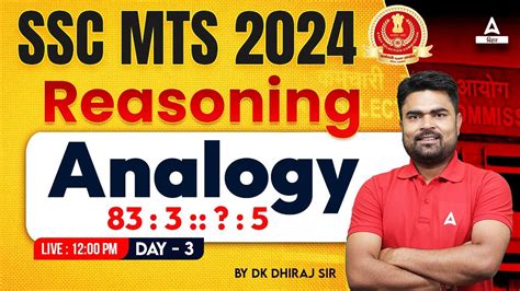 Analogy Reasoning Class For Ssc Mts New Vacancy 2024 By Dk Dhiraj Sir