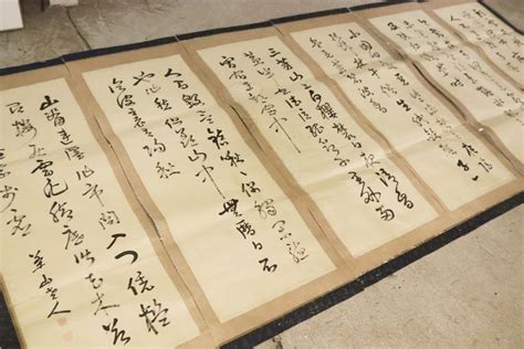 【傷や汚れあり】tb526捲り 落款有 6枚セット 長さ1642cm 紙本中国画中国美術唐書唐画墨蹟コレクション屏風古書