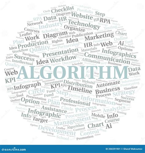 Algorithm Typography Word Cloud Create With The Text Only Stock