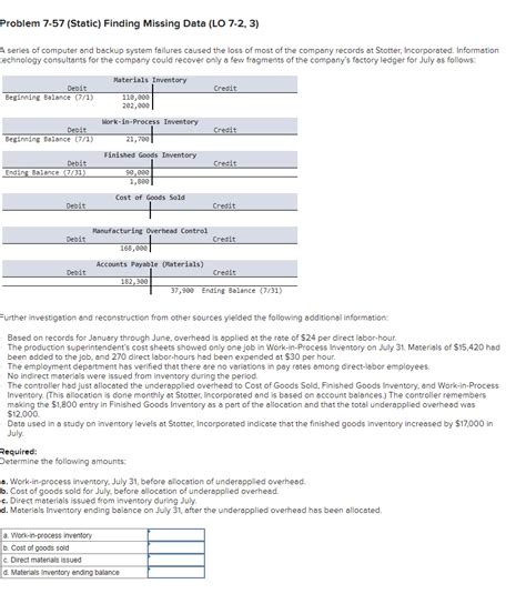 solved problem 7 57 static finding missing data lo 7 2
