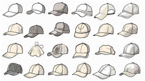 Set Of Outline Hats And Caps Icons Premium Ai Generated Image