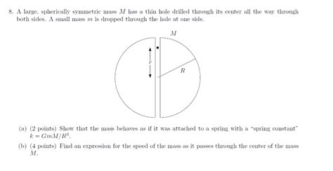 Solved A Large Spherically Symmetric Mass M Has A Thin Hole