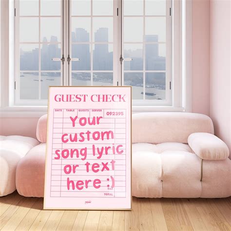 Custom Guest Check Print Personalized Text Print Custom Quote Print