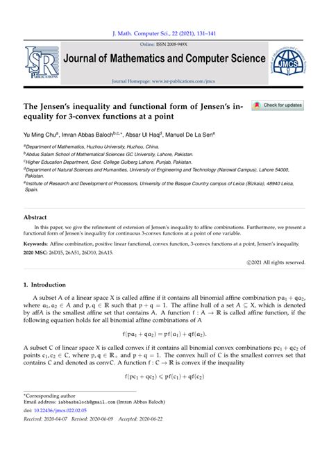 Pdf The Jensens Inequality And Functional Form Of Jensens