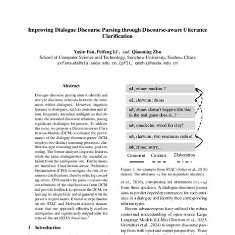 improving dialogue discourse parsing through discourse aware utterance