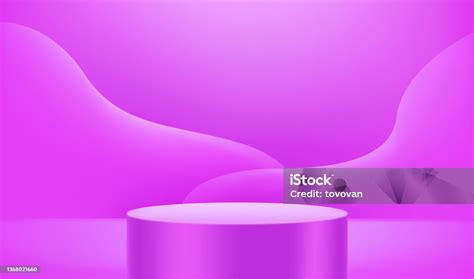 실린더가 있는 빈 핑크 인테리어 모형 디자인용 템플릿입니다 벡터 3d 그림 0명에 대한 스톡 벡터 아트 및 기타 이미지 0명 3차원 형태 광고 Istock