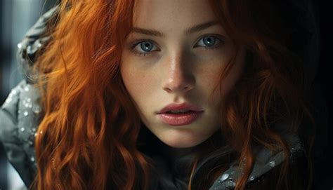 Premium Ai Image Young Woman With Long Brown Hair Looking At Camera