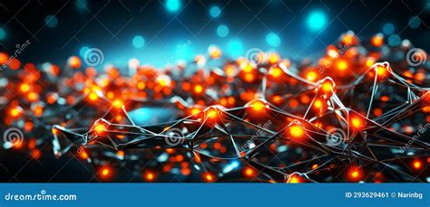 Abstract Technology Background Network Connection Structure With Glowing Particles Stock Image