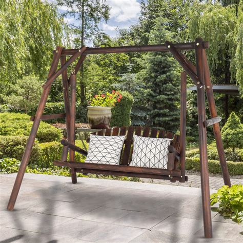 Vingli Wooden A Frame Swing Set Outdoor Patio Swing Stand Set