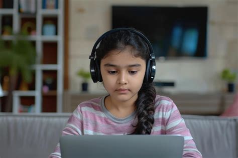 Premium Photo Indian Girl Student Attending Online Class At Home