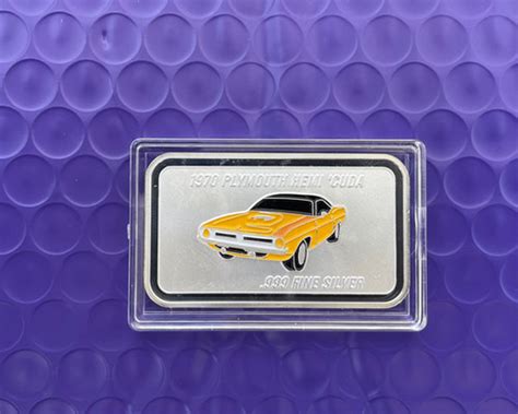 1970 Plymouth Hemi Cuda Yellow Enamel Silver Bar Cmgmint