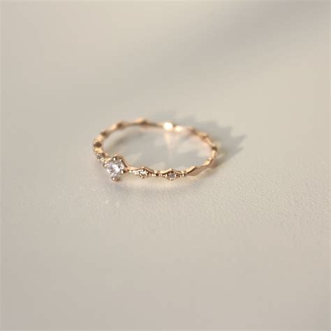 925실버 로즈골드 다이아 5석 큐빅 레이어드 반지