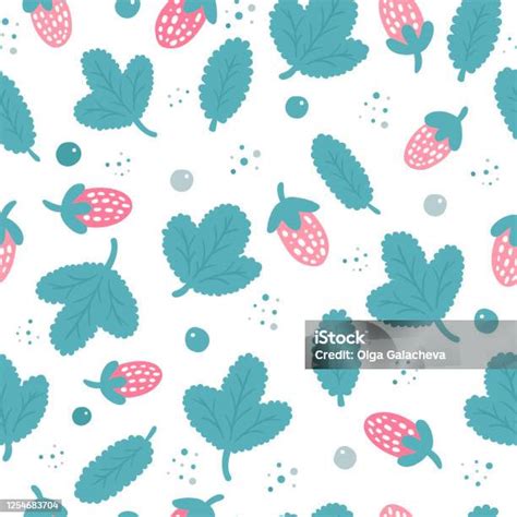 딸기 잎 딸기 푸른 잎 손으로 스칸디나비아 스타일을 그리는 천연 패턴 건강한 식생활에 대한 스톡 벡터 아트 및 기타 이미지 건강한 식생활 과일 귀여운 Istock