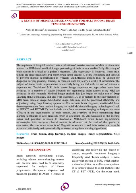 Pdf A Review Of Medical Image Analysis For Multimodal Brain Tumor