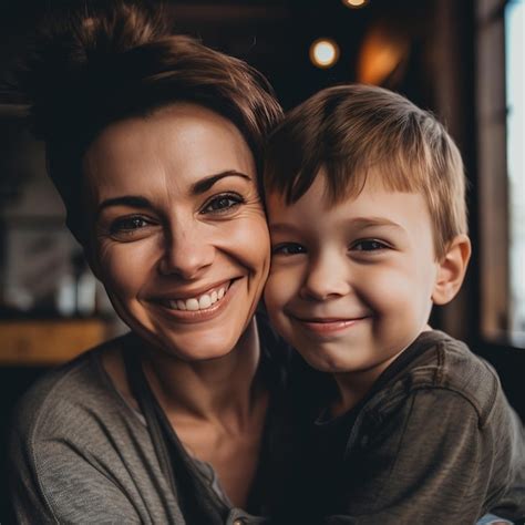 Retrato Familiar De Madre E Hijo Foto Premium