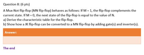 Solved Question 8 6 ﻿ptsa Mux Not Flip Flop Mn