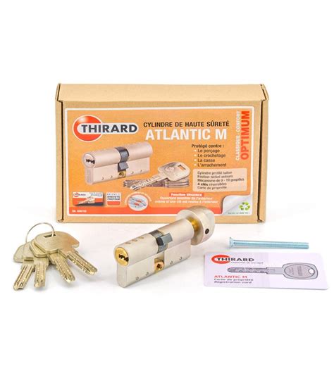 Cylindre de sécurité x nickelé débrayable pour porte ATLANTIC M THIRARD