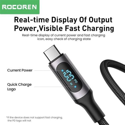 Ready Stock Super Long Type C To Type C W Rocoren PD W LED Display USB Type C Cable A