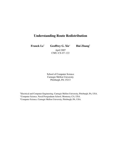 Pdf Understanding Route Redistribution