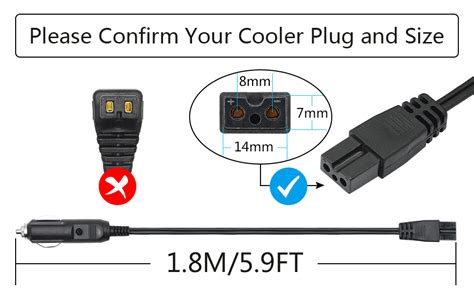 12v Car Cooler Plug Power Cable Mini Fridge Cool