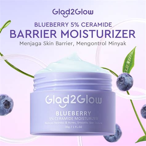Jual Ready Stock Glad2Glow Blueberry 5 Ceramide Moisturizer 30g