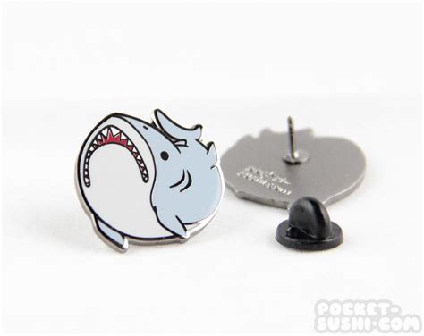 Pocket Sushi Enamel Pin Derpy Shark Geeky Villain Tabletop Gaming And More