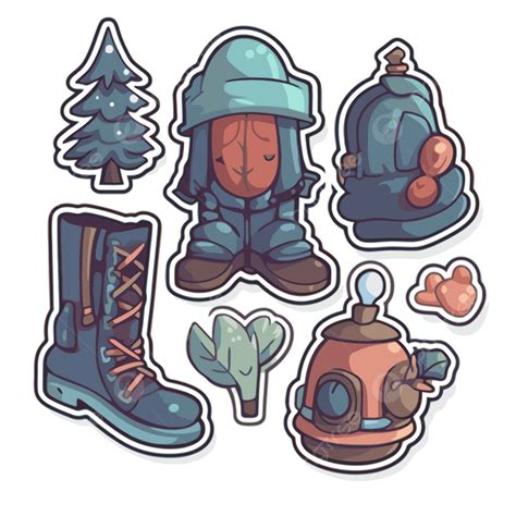Clipart Koleksi Stiker Musim Dingin Vektor Desain Stiker Dengan