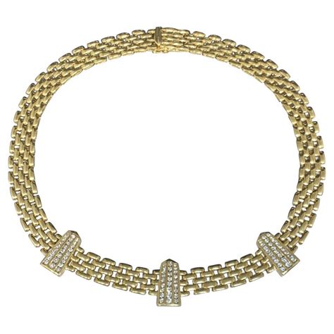 14k Vintage Diamond Station Chain Necklace Yellow Gold For Sale At