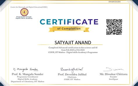 Today I Successfully Completed The Advanced Certification In Data