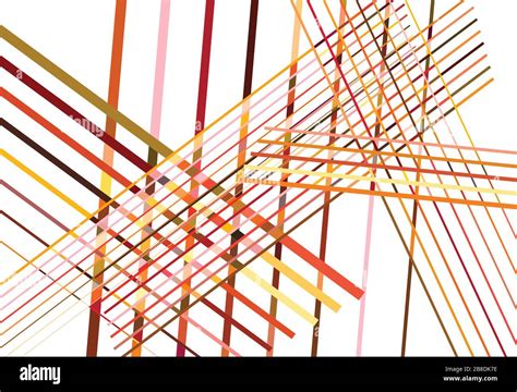 Colorful Red Orange Abstract Geometric Art With Random Chaotic Lines Straight Crossing