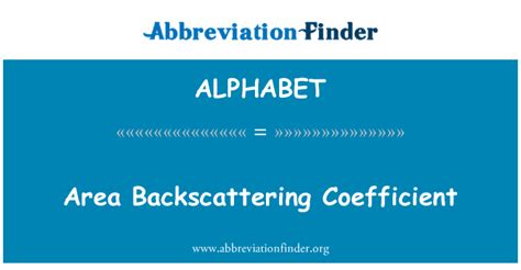 Alphabet 代表 面积后向散射系数 Area Backscattering Coefficient