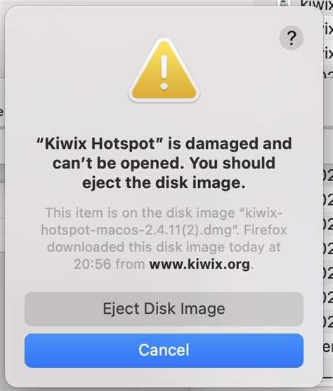 Kiwix Hotspot Is Damaged And Can T Be Opened On MacOS Issue Offspot Kiwix Hotspot