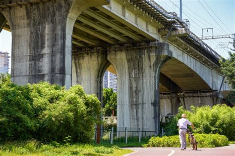 A Close Up Of The Railway Bridge Over The Yongjiang River In Nanning Guangxi China Editorial