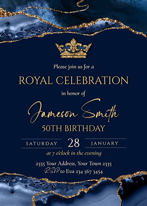 Editable Royal Birthday Party Invitation Royal Celebration Etsy