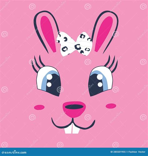 Cute Bunny Face Print Vector Art Stock Vector Illustration Of Fashion Cheerful