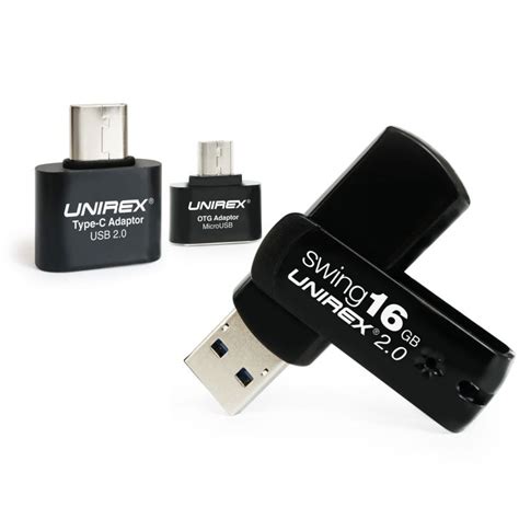 Pack Swing USB Flash Drive With Micro USB Type C Adapter UNIREX TECHNOLOGIES
