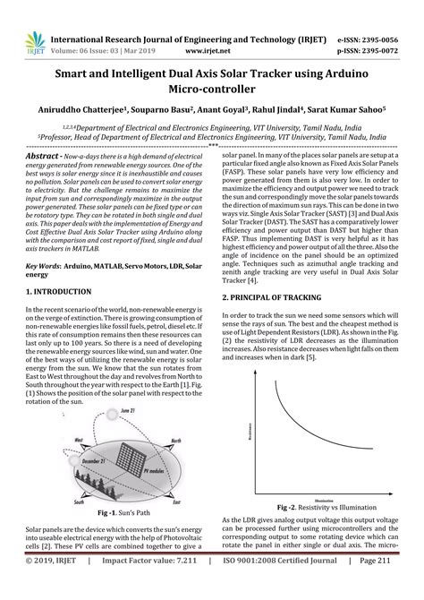 Irjet Smart And Intelligent Dual Axis Solar Tracker Using Arduino