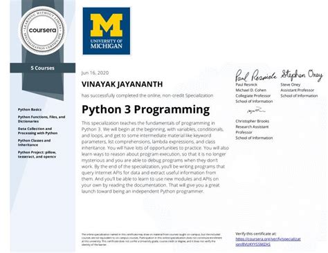 Vinayak Jayananth On Linkedin I Have Successfully Completed Python 3
