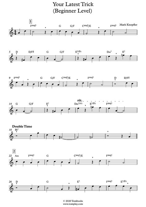 Your Latest Trick Beginner Level Alto Sax Dire Straits Saxophone