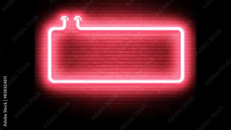 Glowing Red Neon Light Rectangle Frame Perfect For Video Animations