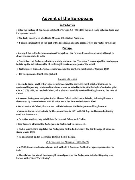 Advent Of The Europeans Pdf