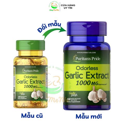 Viên uống Tinh dầu tỏi Puritans Pride Odorless Garlic Extract 1000mg