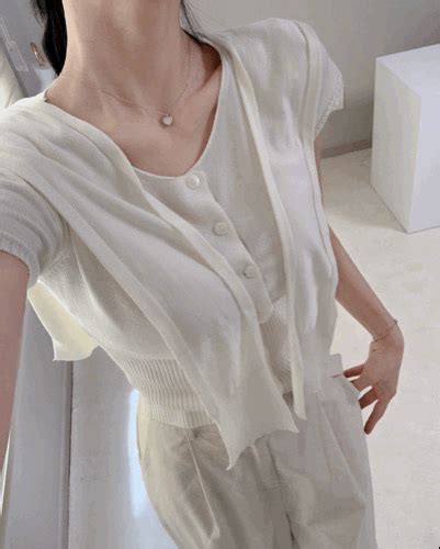 🚀당일발송🚀 숄포함 부드러운 안감 여리핏 데이트룩 여름 단추 반팔 가디건 4color 에이블리