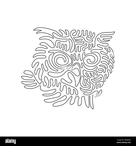 Continuous Curve One Line Drawing Of Adorable Owl Abstract Art Single