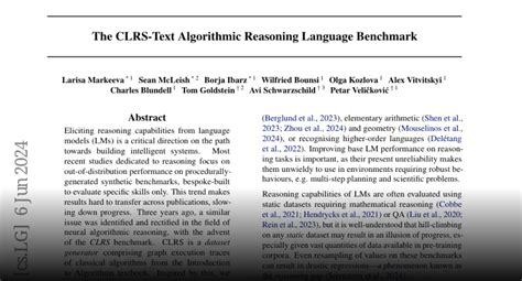 Paper Page The Clrs Text Algorithmic Reasoning Language Benchmark