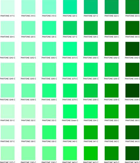 Pantone Color Chart Green Color Chart Pantone Green Pantone Color
