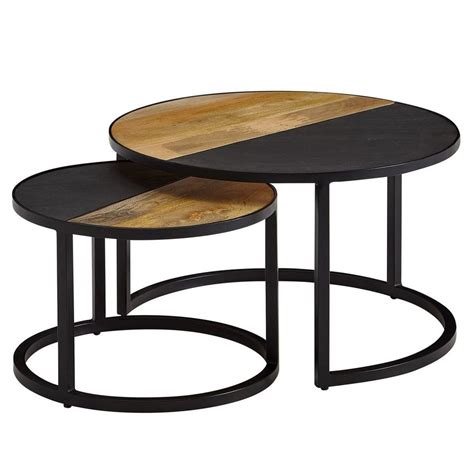 Kadima Design Satztisch Runde Couchtische 2er Set Aus Mango Massivholz