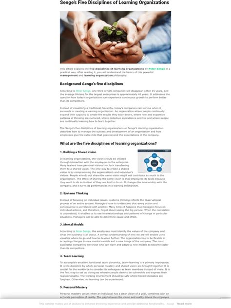 senge s five disciplines of learning organizations pdf visual